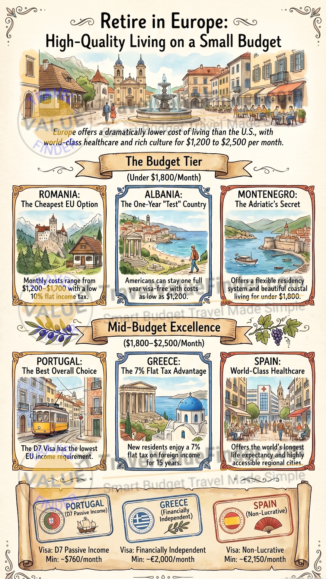 Best Places to Retire in Europe on a Small Budget 2026